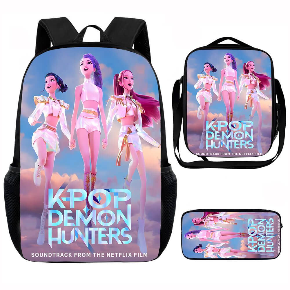 3pcs Kpop Demon Hunters Backpack Set Lunch Bags Pencil Case Laptop Bac ...