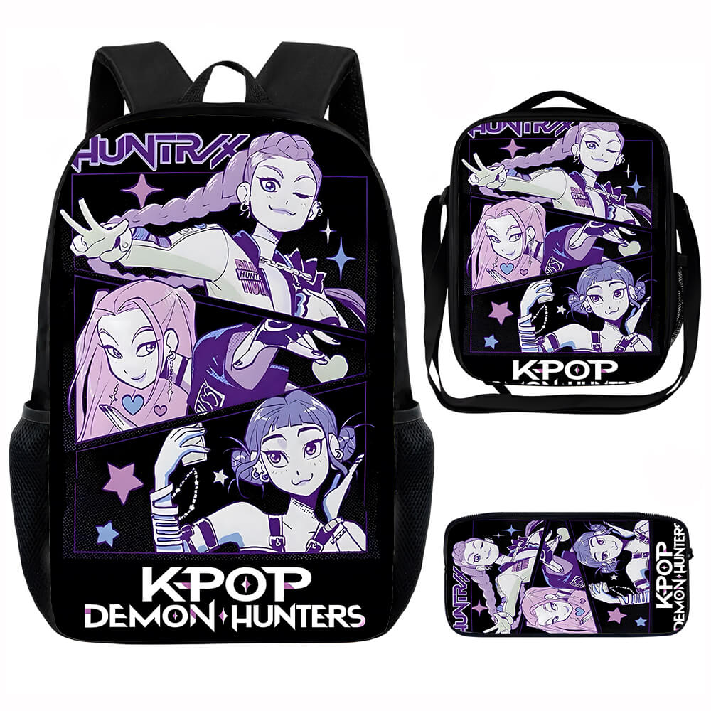 3pcs Kpop Demon Hunters Backpack Set Lunch Bags Pencil Case Laptop Bac ...