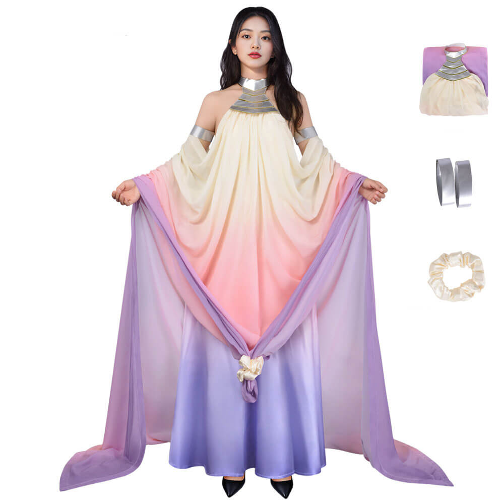 Padme Lake Dress Queen Amidala Cosplay | Rainbow Halloween Outfit – Foyacos