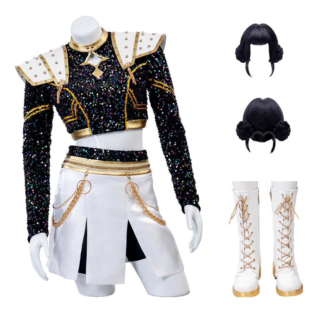 Zoey Golden Kpop Demon Hunters Cosplay Black Dance Outfit Halloween Co ...