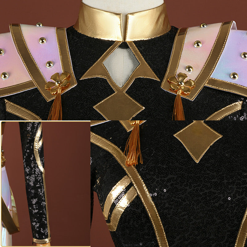 Zoey Huntrix KPop Demon Hunters Costume Golden Black Dance Outfit Hall ...