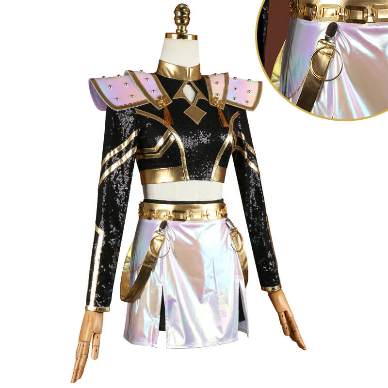 Zoey Huntrix KPop Demon Hunters Costume Golden Black Dance Outfit Hall ...