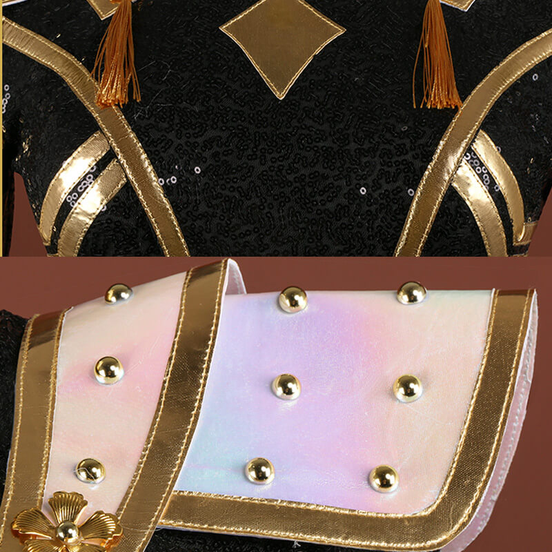 Zoey Huntrix KPop Demon Hunters Costume Golden Black Dance Outfit Hall ...